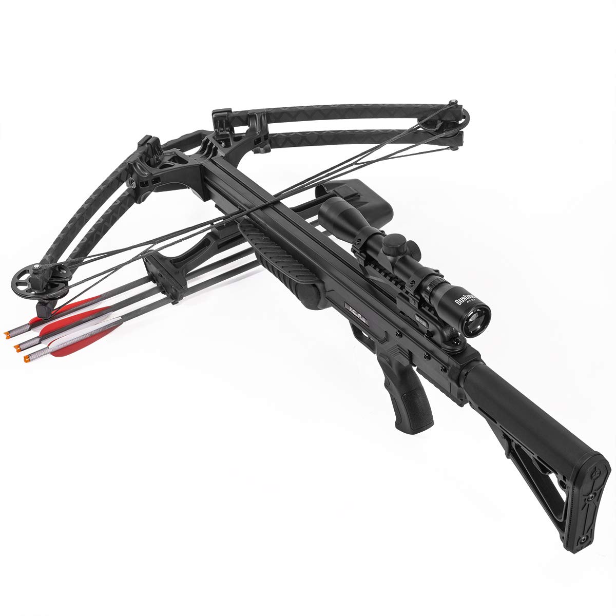 XtremepowerUS Outdoor Hunter Sniper Crossbow 165 Lbs 380 fps Hunting Quiver Rope Cocking 4x33 Scope 3X Carbon Arrows Set