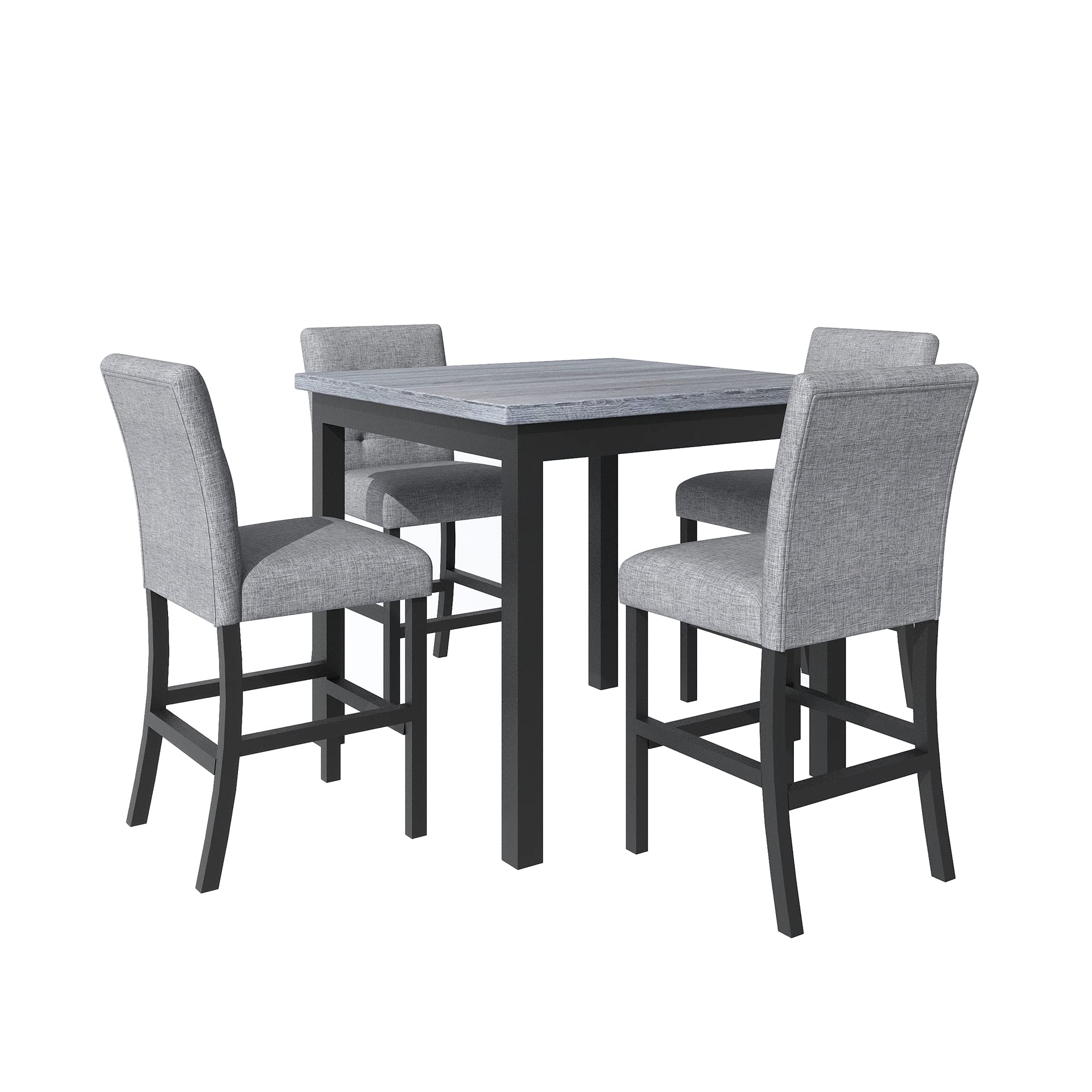Voohek 5-Piece Rectangular Dining Table Set with 4 X-Back & Rounded Corners Chairs, Solid Wood Kitchen Furniture w/Anti-Slipping Protectors, for Small Spaces, Black+Cherry