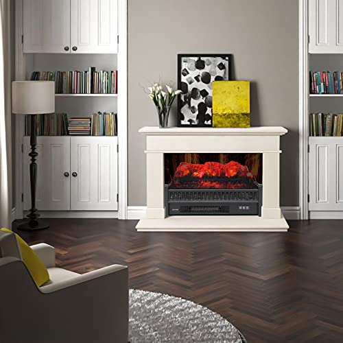 Winado 23" Electric Fireplace Insert Log Heater, Portable Fireplace with Realistic Ember Bed, Overheating Protection, Remote Control, CSA Certified 1400W Black