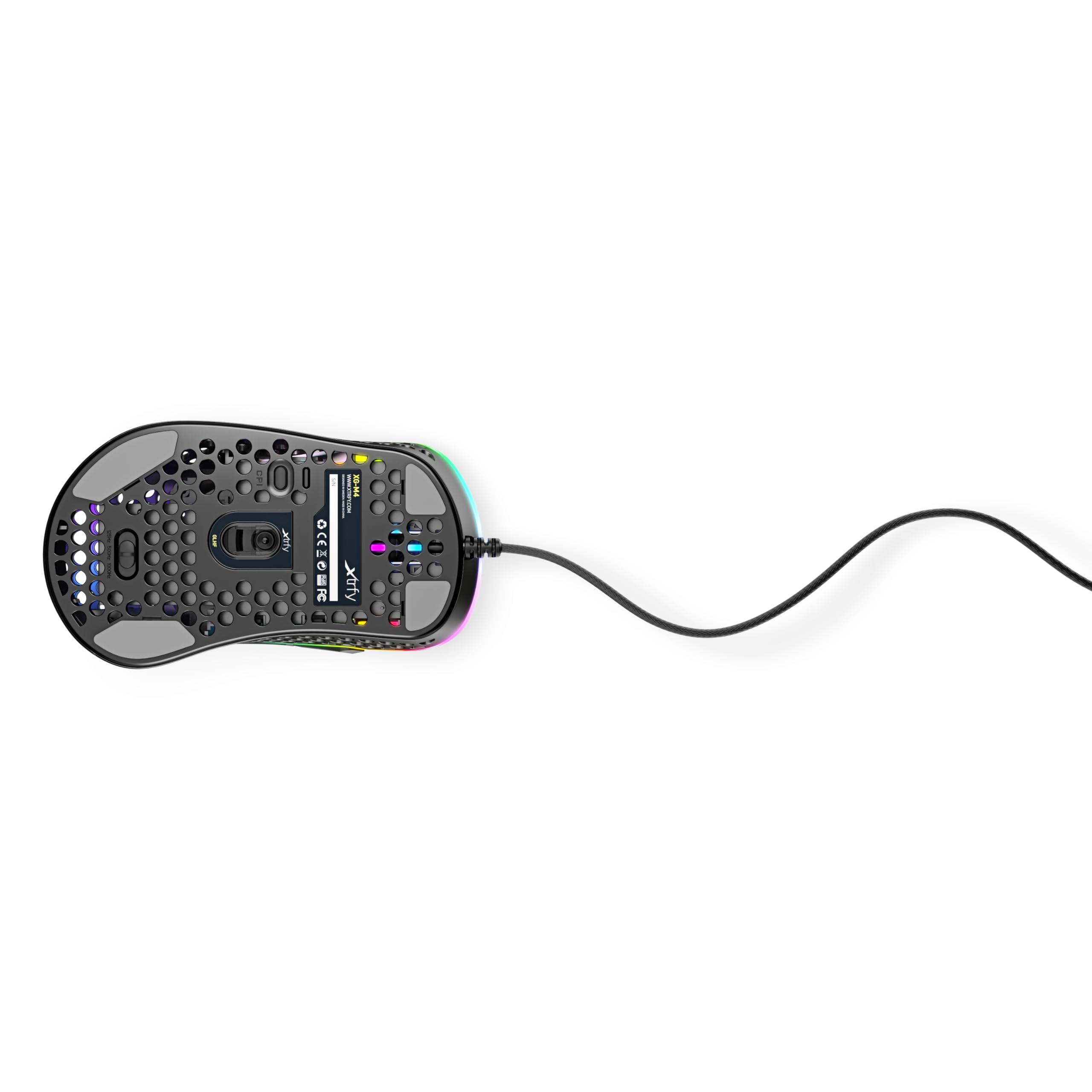 XTRFY M4 RGB, Ultra-Light Wired Gaming Mouse, Ergonomic Design for Right-Handers, Cutting-Edge Pixart 3389 Sensor, Adjustable RGB Lighting, Black Edition