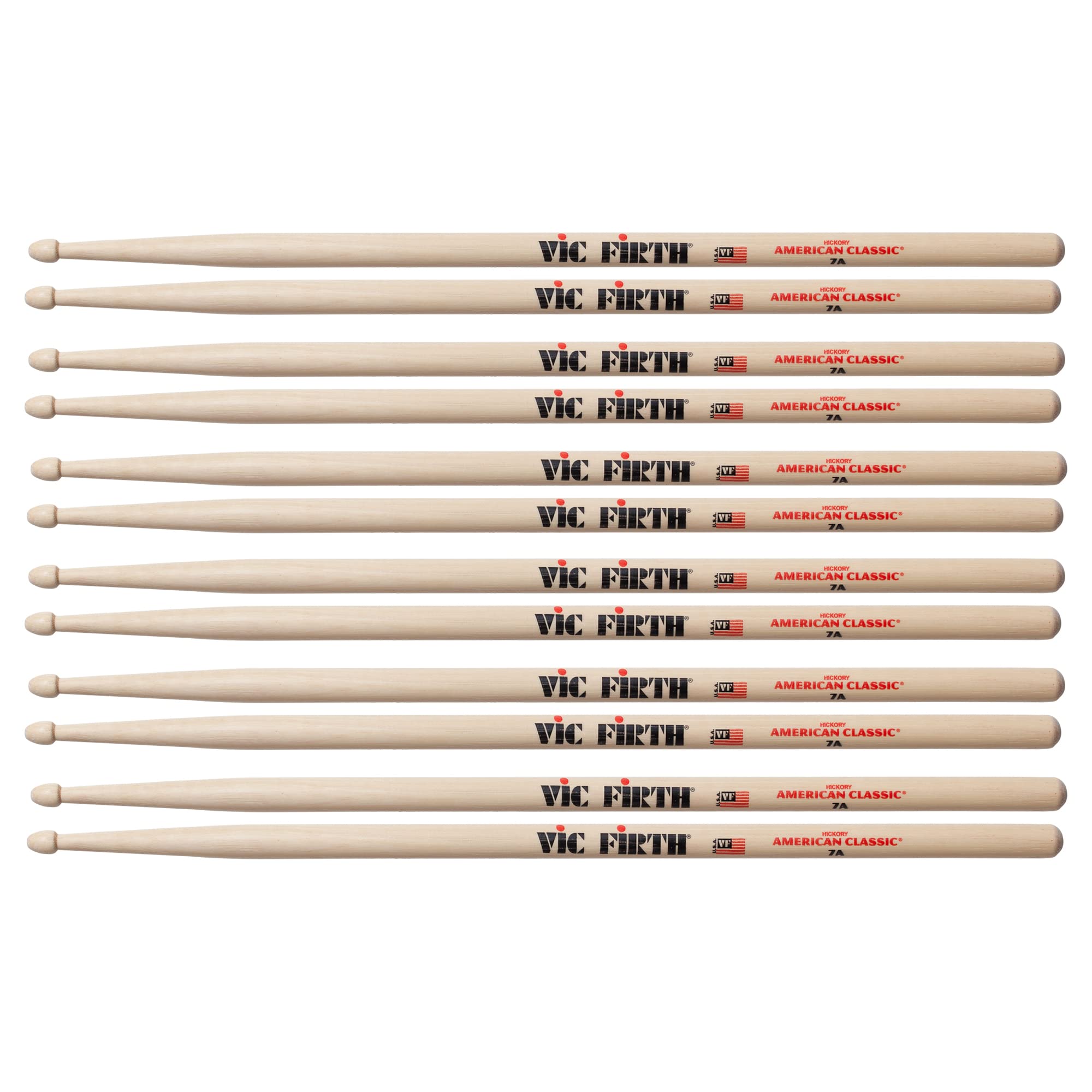 Vic Firth 6-Pair American Classic Hickory Drum Sticks Wood 7A