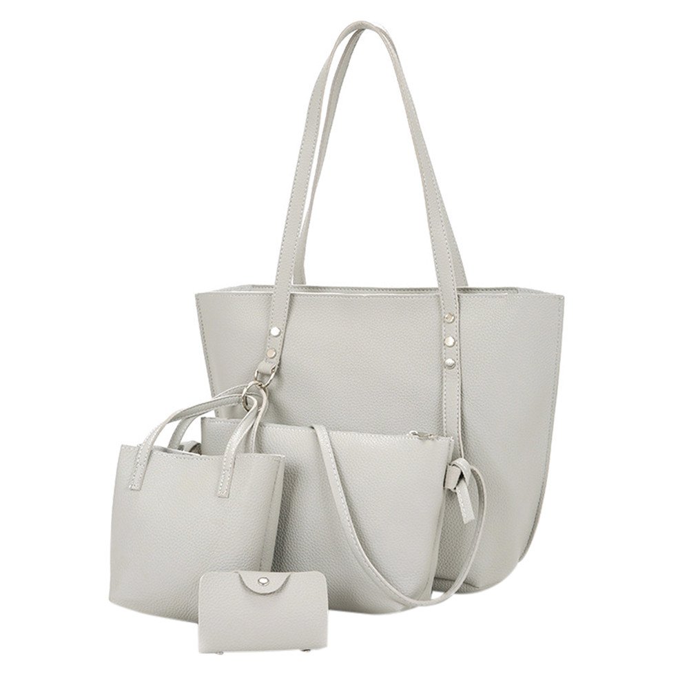 Women PU Leather Handbags Tote Bag Shoulder Crossbody Bag Handle Satchel Wallet Purse 4Pcs Set