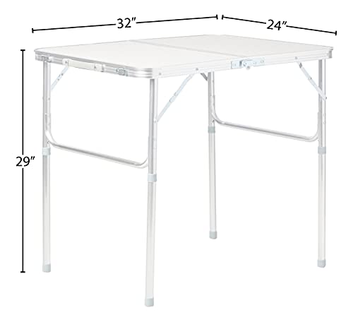 Trademark Innovations Lightweight Adjustable Portable Folding Aluminum Camp Table with Carry Handle