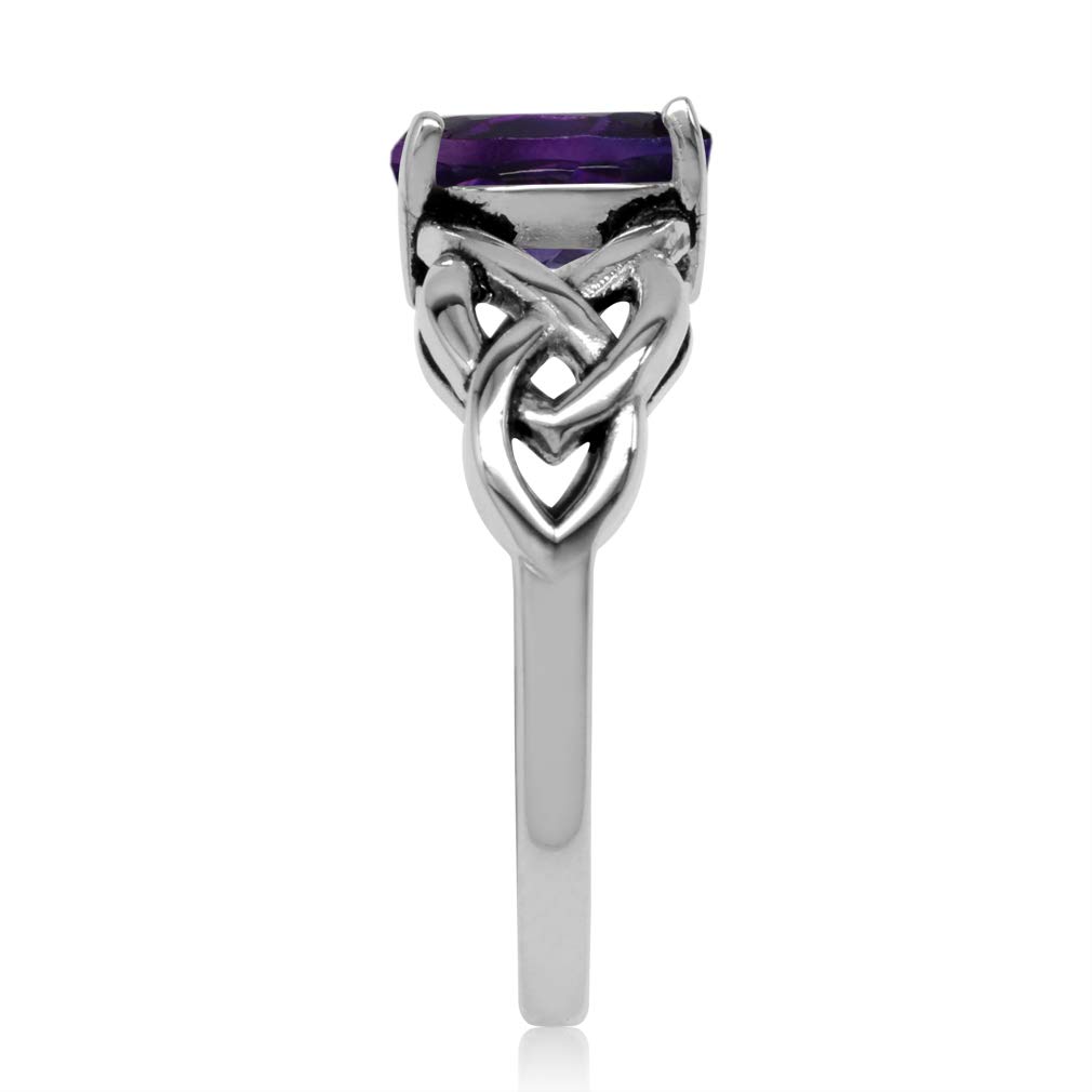 Silvershake 1.18ct. Natural African Amethyst 925 Sterling Silver Celtic Knot Solitaire Ring Size 9