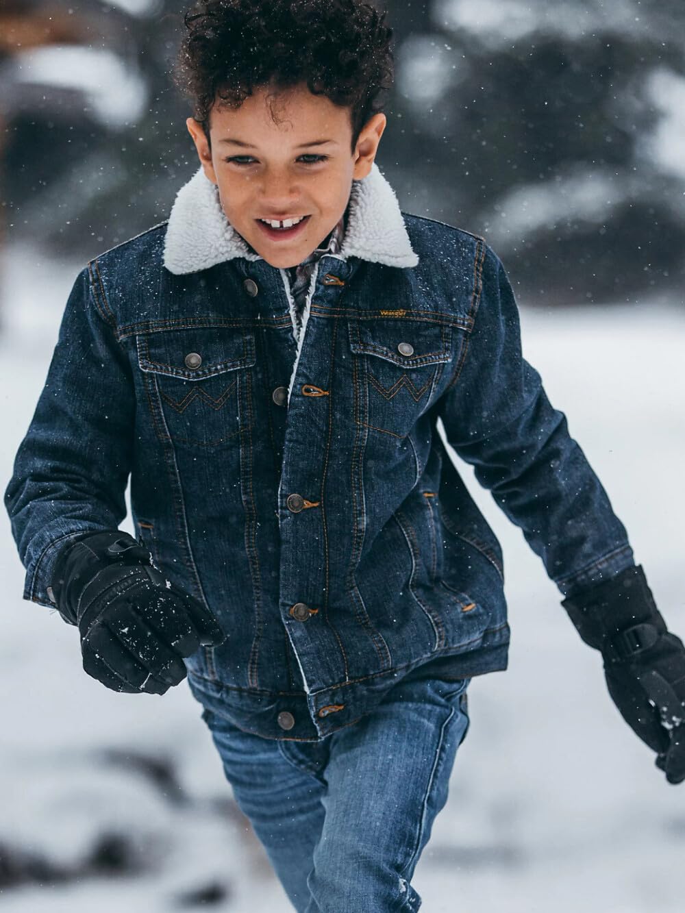 Wrangler Boys' Big Western Lined Jacket, Blanket Indigo, Large