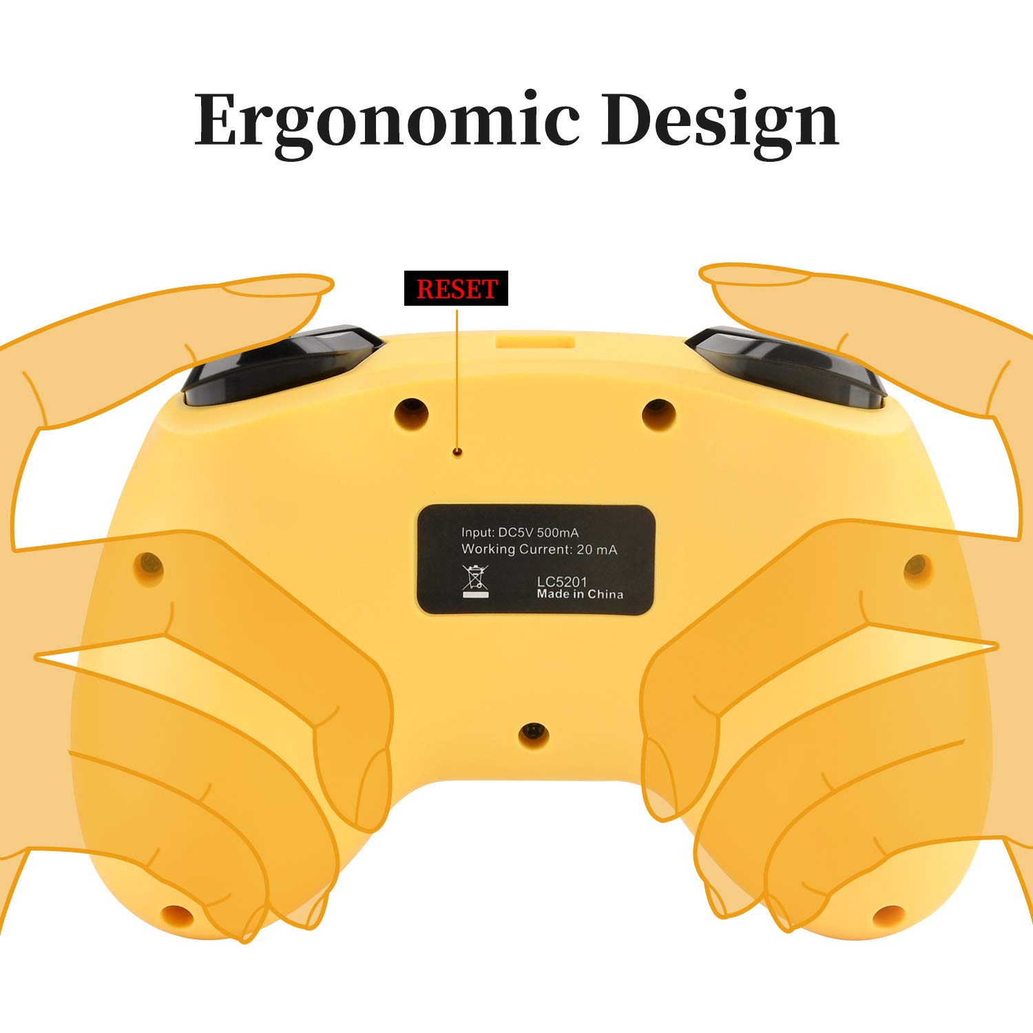 Wireless Controller for Switch/Switch Lite, Wireless Pro Controller 600mAh with 6 Axis, Joystick, Dual Vibration Turbo (with Charging Cable)