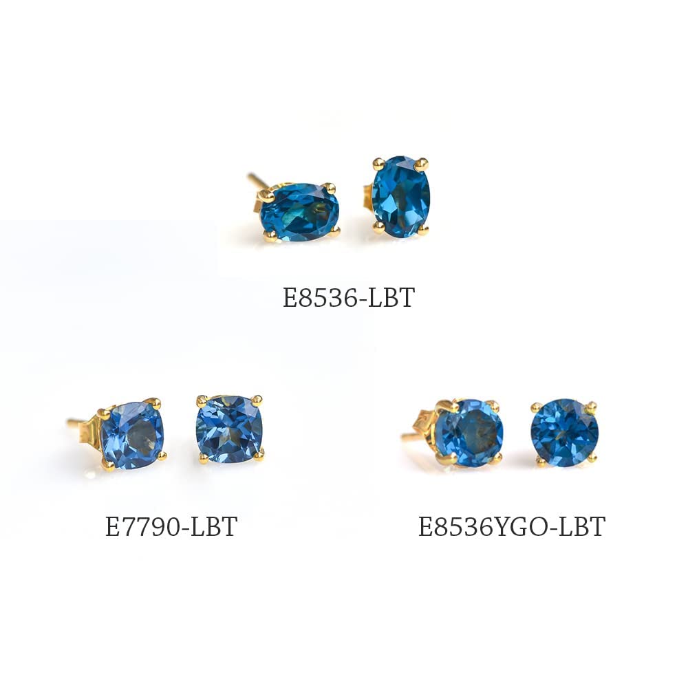 YoTreasure 2.20 ct. t.w. London Blue Topaz Solid 10k Yellow Gold Stud Earrings Jewelry