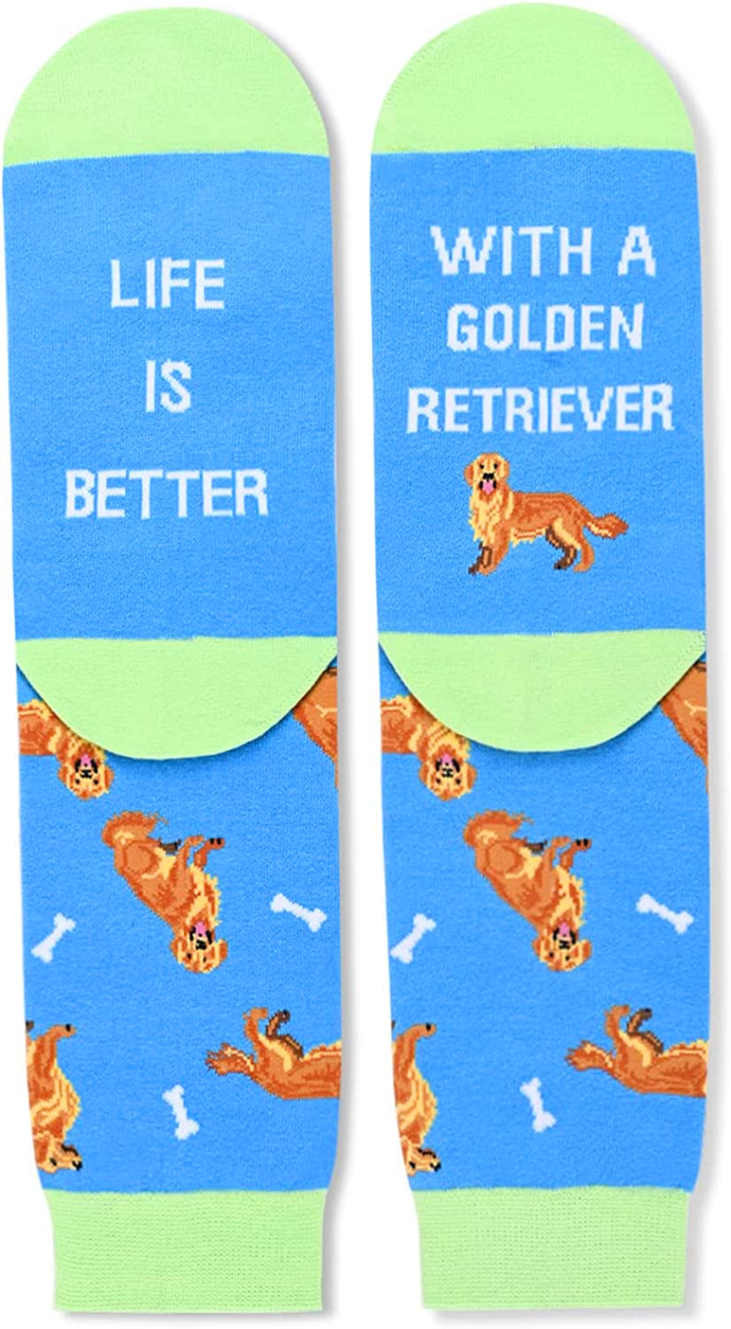 sockfun Funny Golden Retriever Gifts for Women Men, Novelty Golden Retriever Socks Silly Crazy Fun Socks