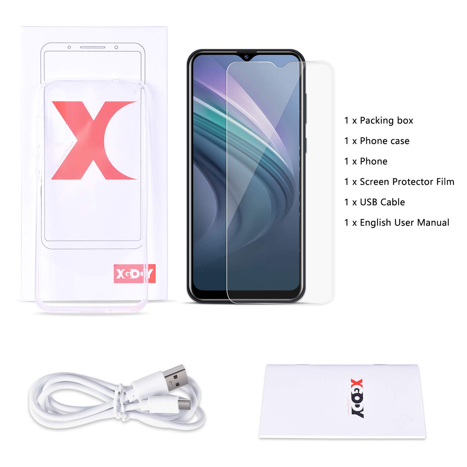 Xgody X30 Unlocked Cell Phone,Android 9.0 Mobile Phones Cheap,Dual Sim-Free Smartphone with 6.53 inch HD(20:9) Waterdrop Screen,5MP + 16GB ROM(Black X30)