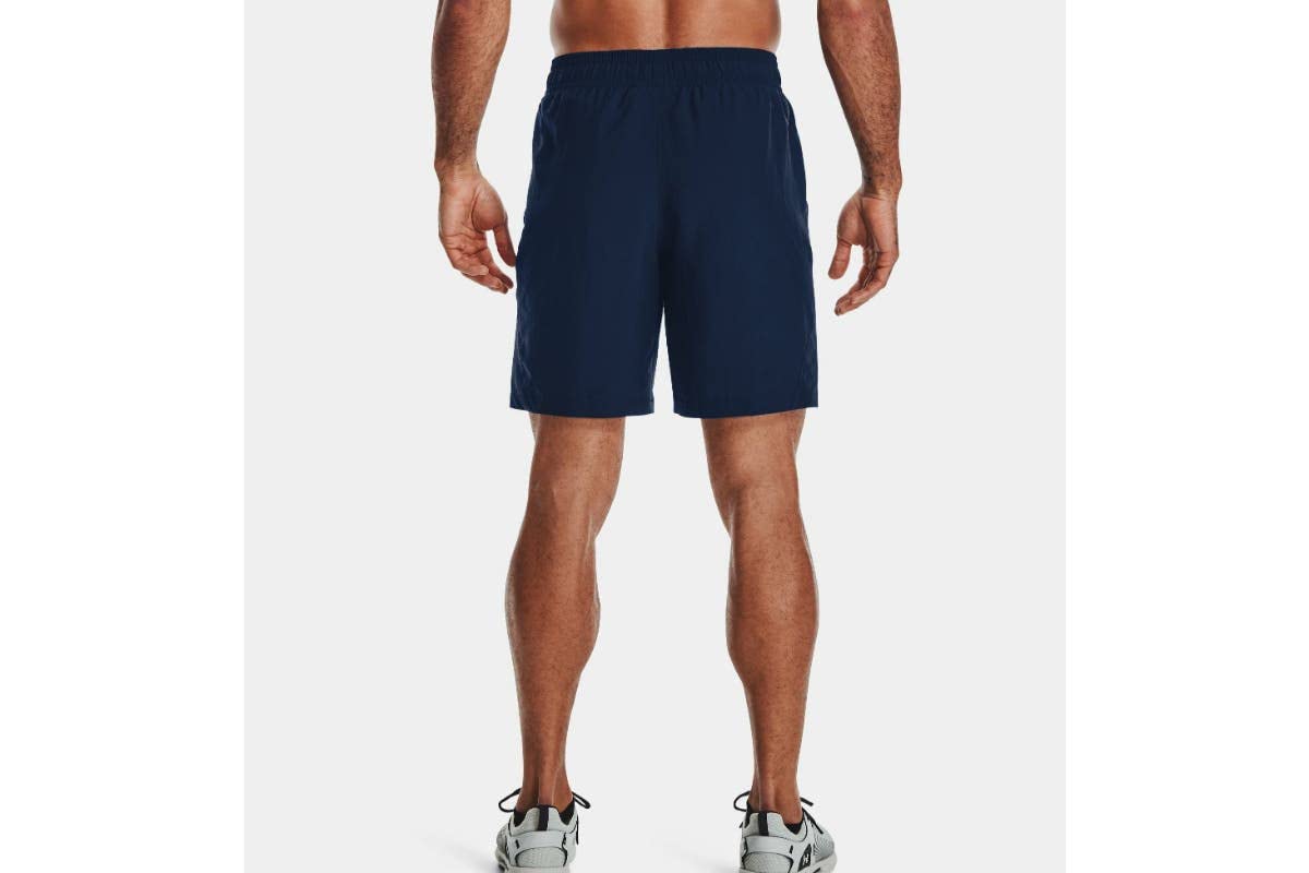 Under Armour Woven Graphic Wordmark Shorts, Academy Blue (408)/White, Medium