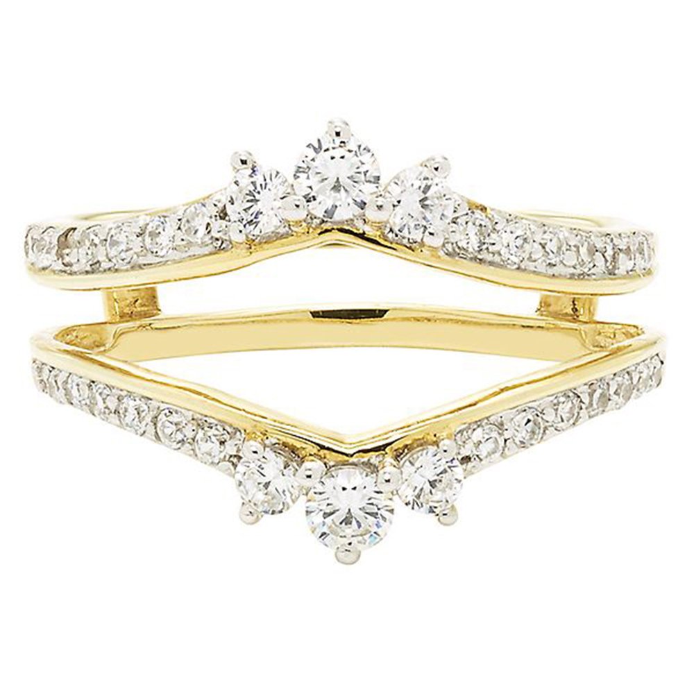 Star Retail 14K Yellow Gold Plated 5/8ct Brilliant Cut Simulated Diamonds Solitaire Enhancer Ring Guard Wrap 5.5