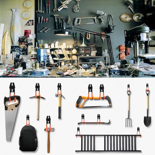 Rlipily 30 Pack Garage Hooks Steel Heavy Duty Garage Storage Hooks Utility Steel Wall Mount Garage Hanger&Organizer for Bikes,Garden Tools, Ladders, Bulk Items,Ropes and More Equipment