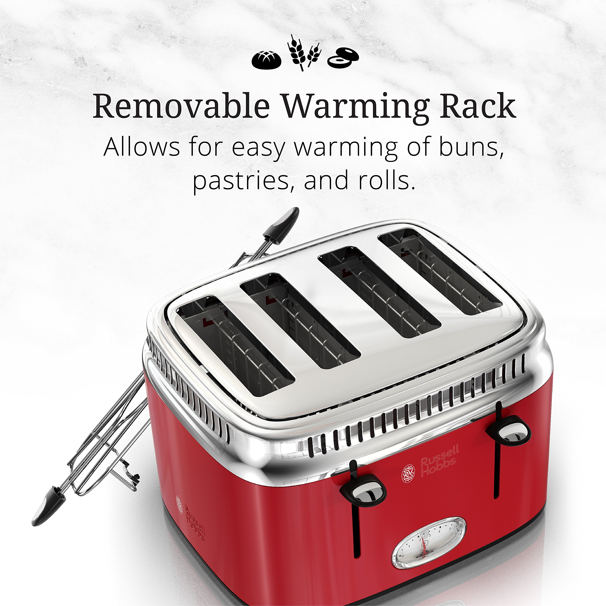 Russell Hobbs TR9250RDR 4-Slice Toaster, Red