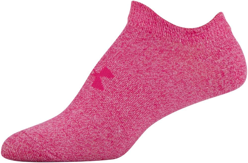 Under Armour Women's Essential 2.0 No Show Socks, 6-Pairs , Exuberant Pink Assorted , Medium