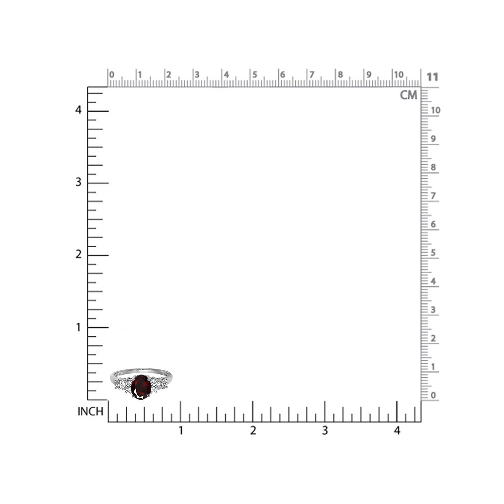Silvershake 2.05ct. Natural Garnet and White Topaz 925 Sterling Silver Engagement Ring Size 7.5