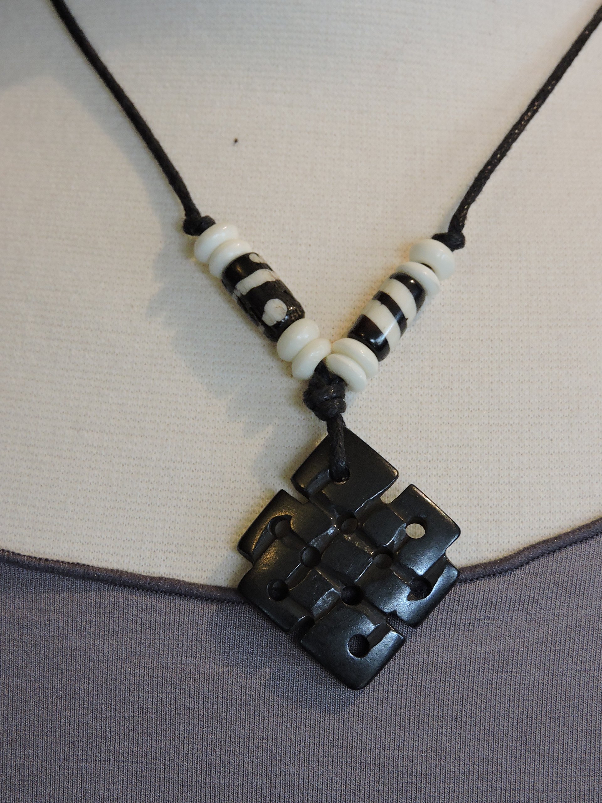 Tibetan Eternal Knot Yak Bone Pendant Necklace
