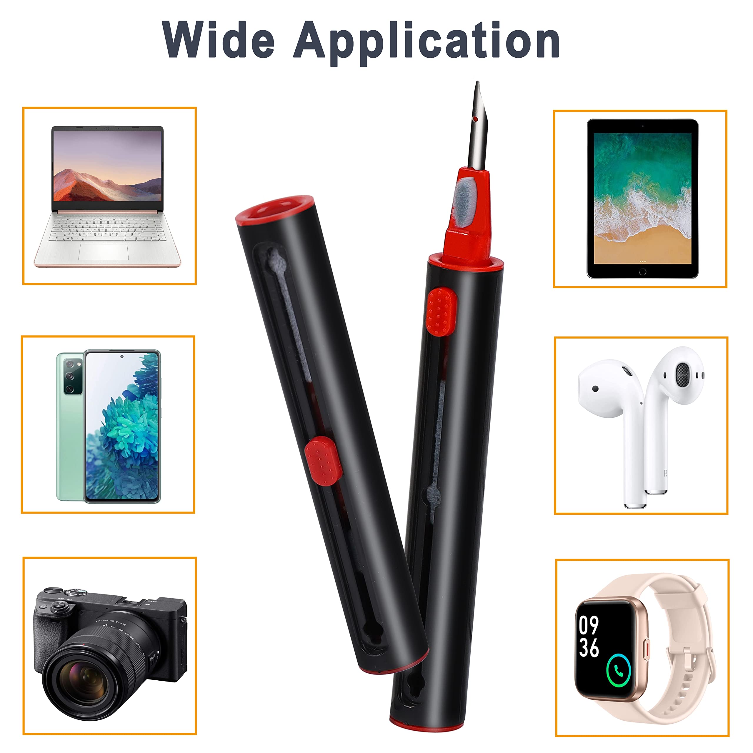 Satmem Airpod Cleaner Kit 2nd Generation, Cleaning Pen for Airpods Pro 1 2 Multifunctional Airpod Cleaning Tool for Bluetooth Earphones, Earbud Cleaning Pen with Soft Brush (1PCS,Black2.0)
