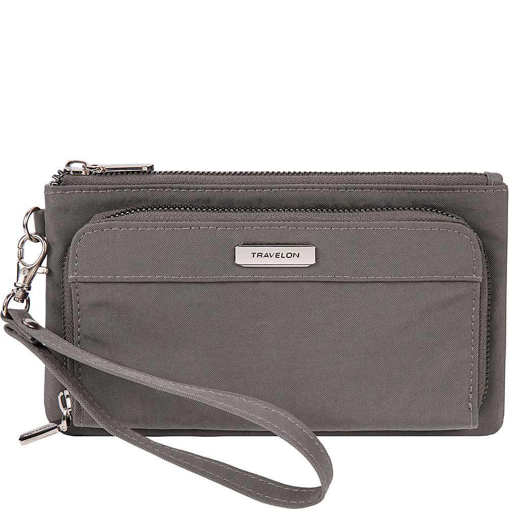 Travelon RFID Blocking Phone Clutch Wallet, Smoke, 8.25 x 4.5 x 1