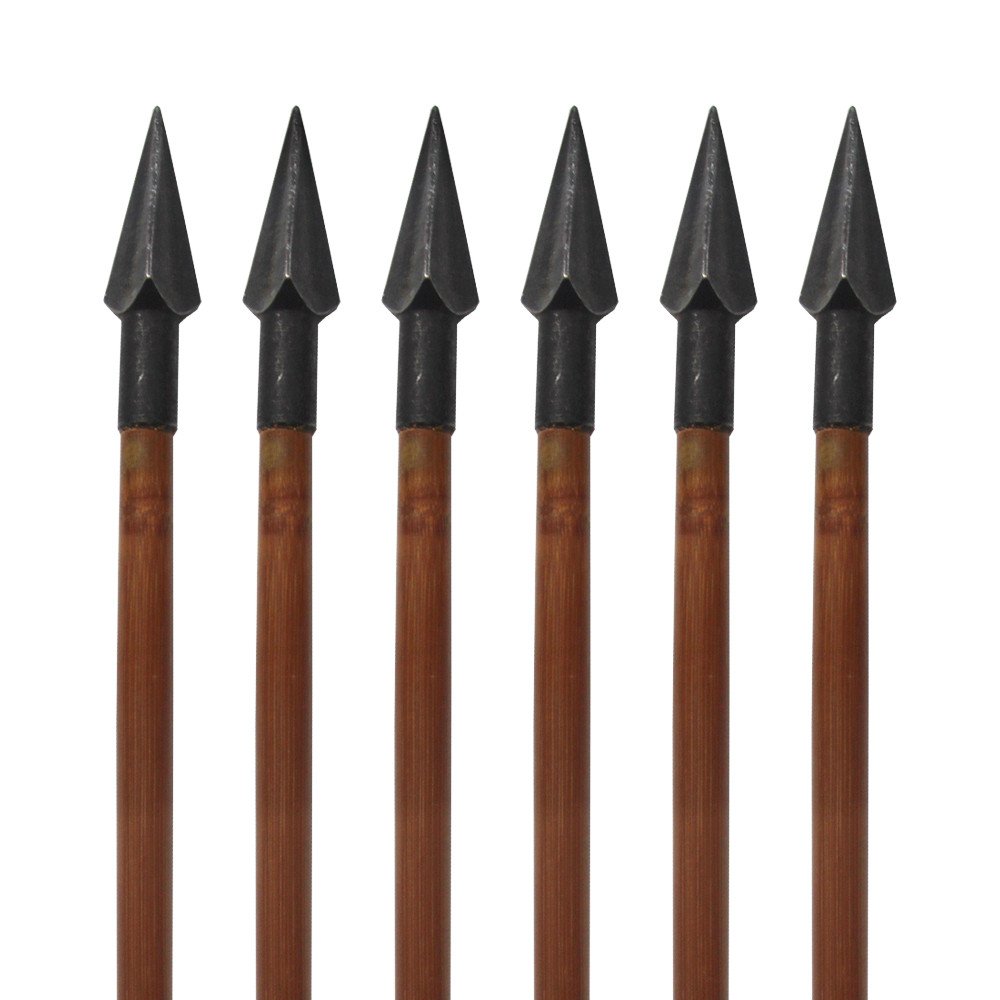 zzuus 33" Handmade Bamboo Arrows Eagle Feather Shaft Diameter 8mm Steel Arrowheads for 20-70 Lbs Long Bow and Recurve Bow Hunting Archery (6pcs)