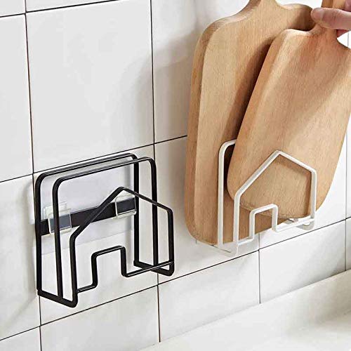WUDILU Multi-Cell Wall-Mounted Cutting Board Rack Metal Drying Pan Pot Rack Cover Lid Rest Stand Spoon Holder Kitchen Tool (Color : OneColor)