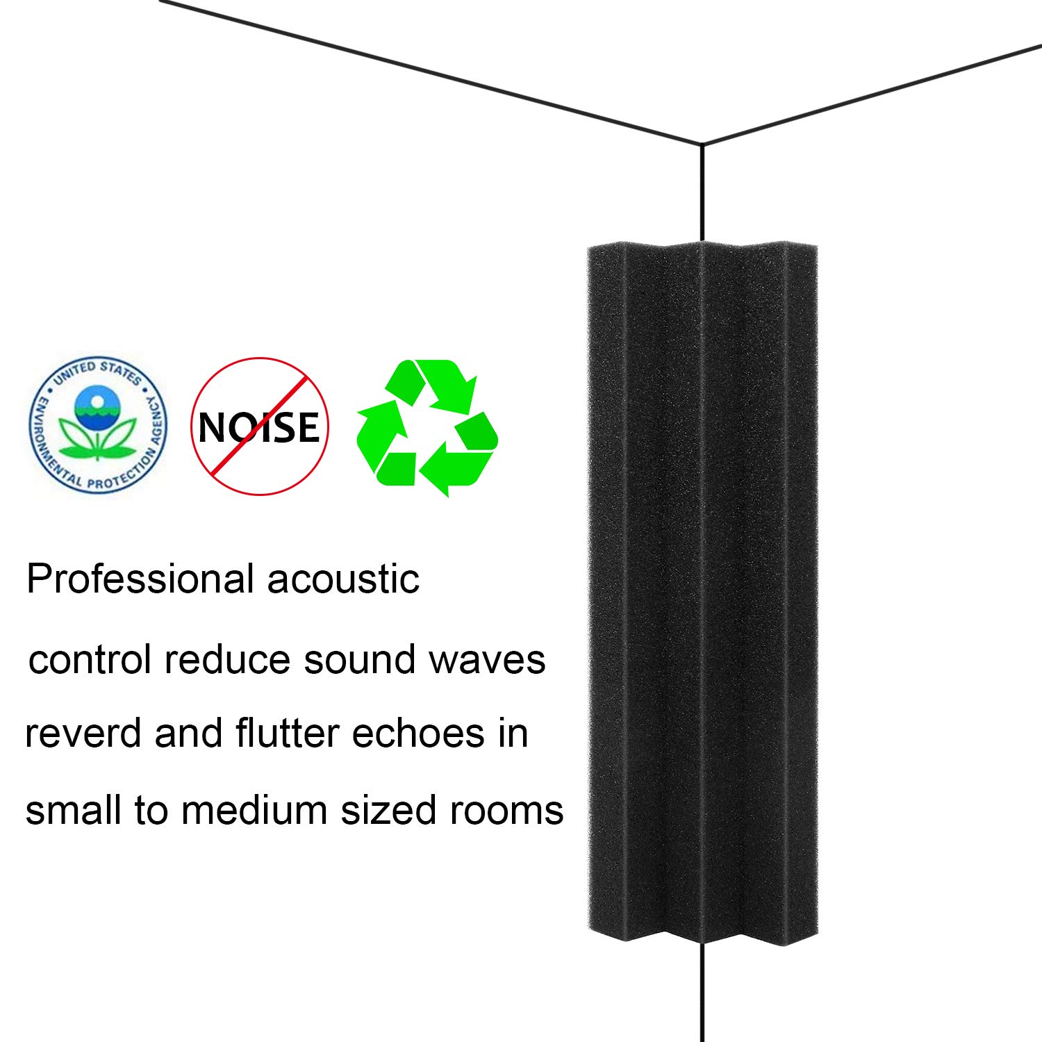 Satsuki Acoustic Foam Panels, Bass Traps Panels Sound Proofing Studio Foam Padding 12" X 3" X 3",Bass Trap Studio Corner Wall in Studios or Home Theater (12 Pack)