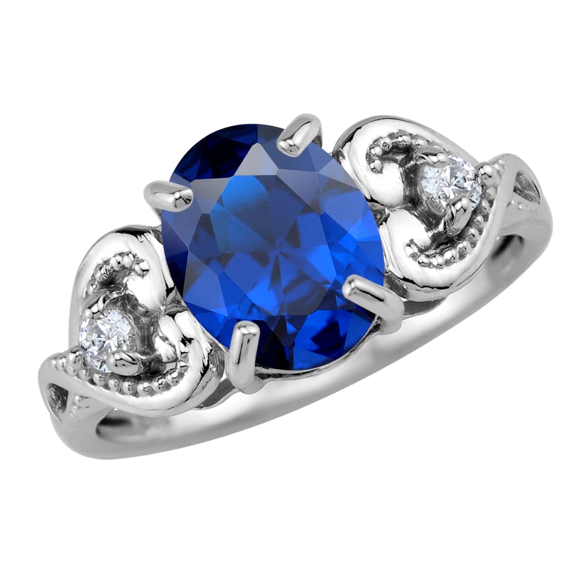 Silvershake 2.42ct. Natural African Amethyst White Gold Plated 925 Sterling Silver Heart Victorian Style Ring Size 6