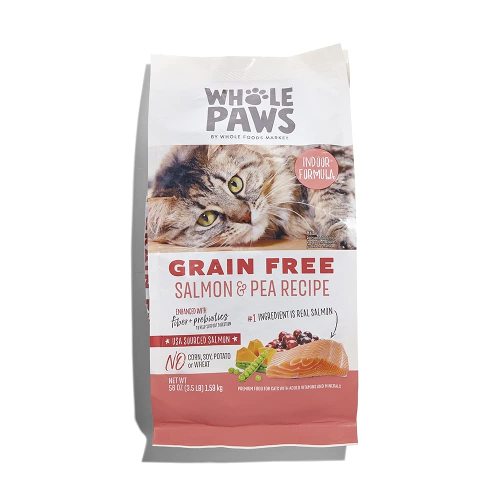 Whole Paws, Whole Paws, Indoor Cat Grain Free Salmon Recipe, 56 Ounce 3.5 Pound (Pack of 1)