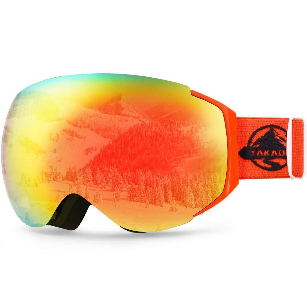 YAKAON OTG Ski Goggles UV Protection Snowboard Goggles Frameless Spherical Anti-Fog Lens for Men Women Youth …