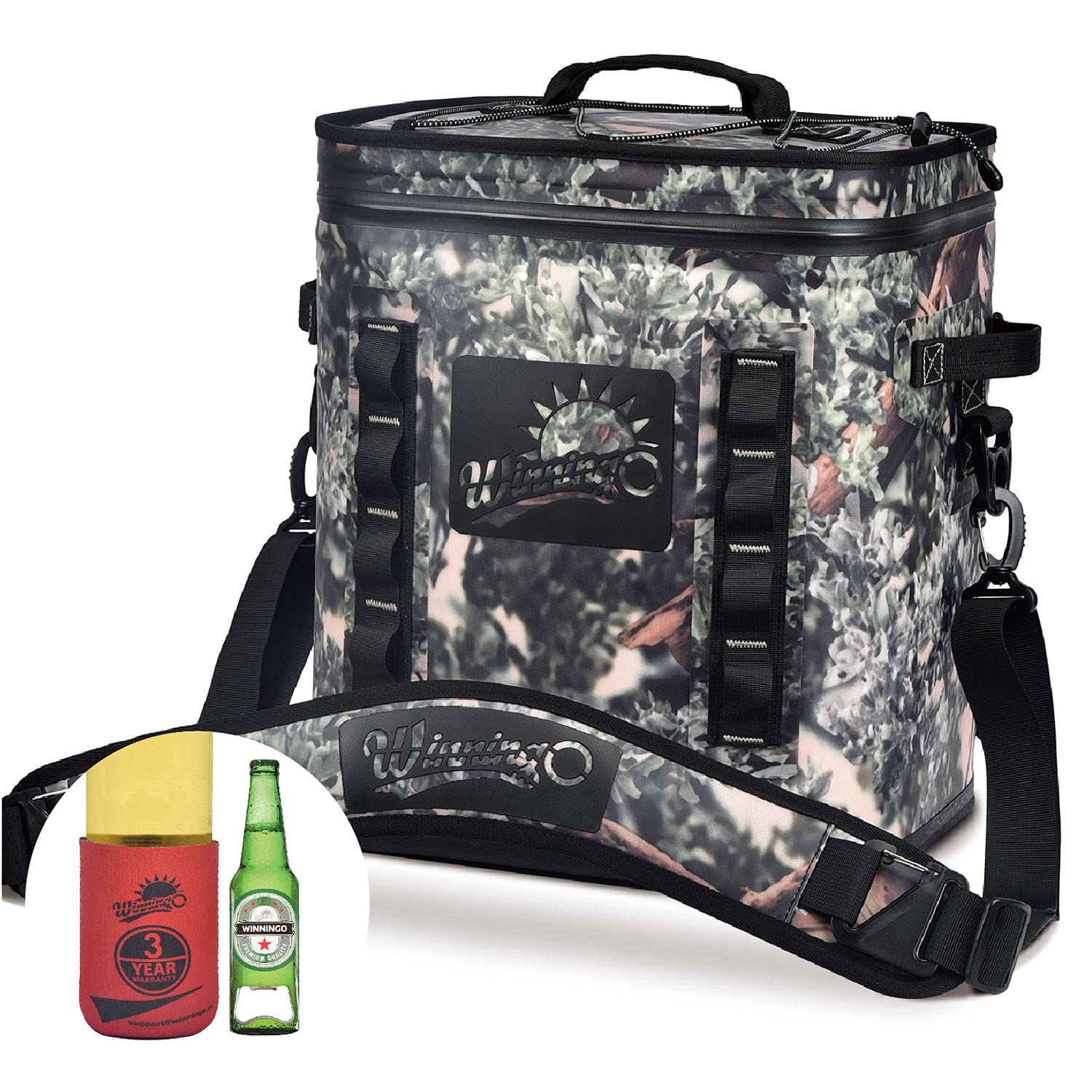 WINNINGO 36 Can Soft Cooler Backpack, Portable Large Waterproof Insulated Camping Soft Sided Cooler Bag with Leakproof Zipper & Duraflex Buckles, Keeps Ice Cold for Days (Journey 36 Camo)