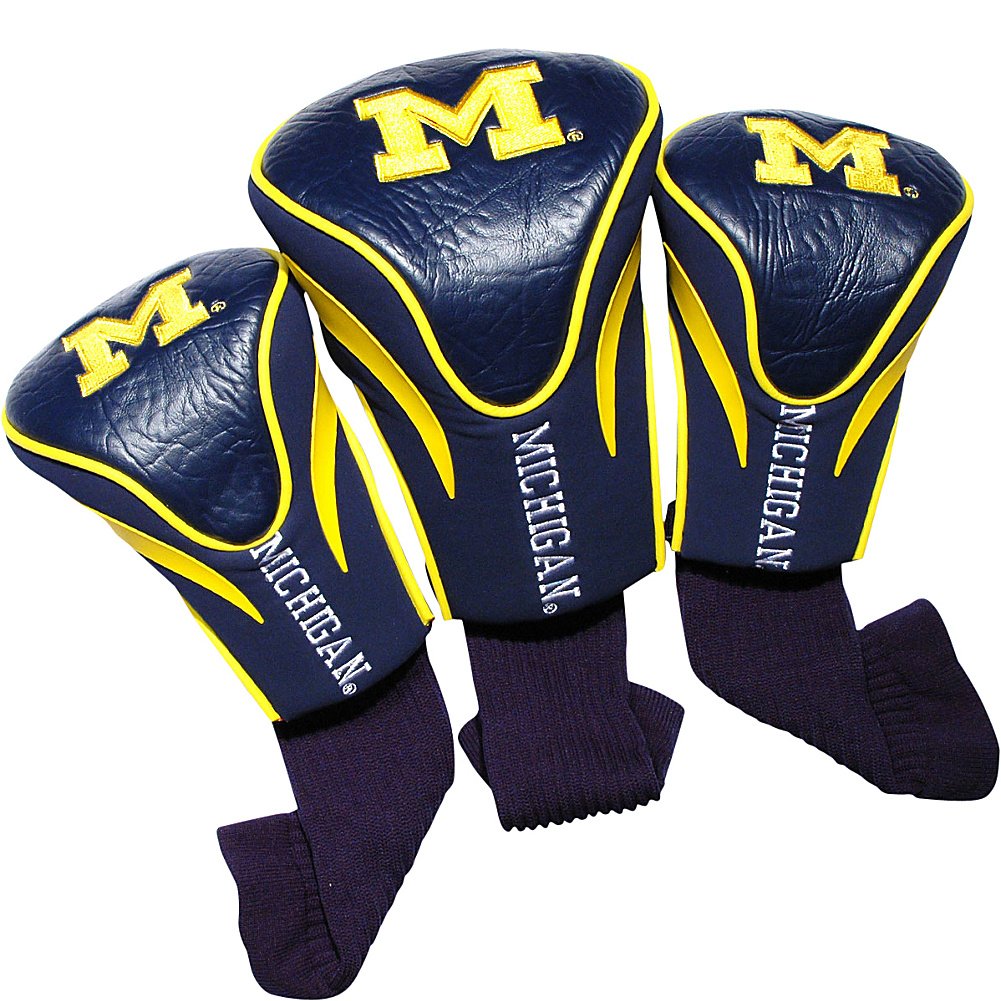 Team Golf NCAA Michigan Wolverines Contour Golf Club Headcovers (3 Count) Numbered 1, 3, & X, Fits Oversized Drivers, Utility, Rescue & Fairway Clubs, Velour lined for Extra Club Protection