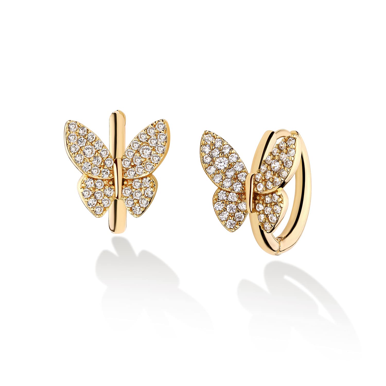 VACRONA Cubic Zirconia Huggie Earrings 14k Gold Plated Tiny Earrings Small Huggie Hoop Earrings Simple Lightweight Hoops Gift for Women