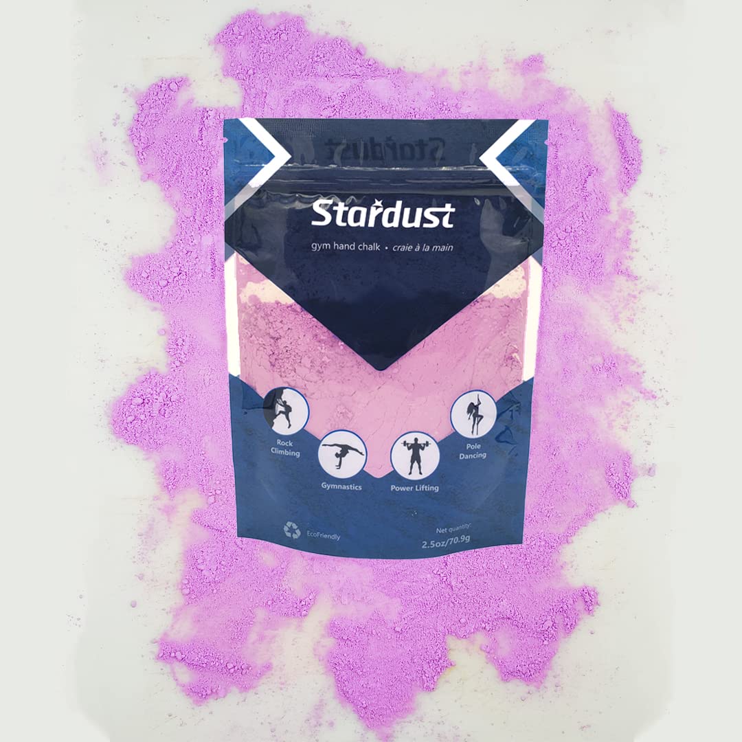 Stardust Hand Chalk 2.5oz Fine Powder| Made from Magnesium Carbonate Best for Rock Climbing, Gymnastics, Power Lifting, Crossfit and Pole Dancing Hand Chalk (Purple)
