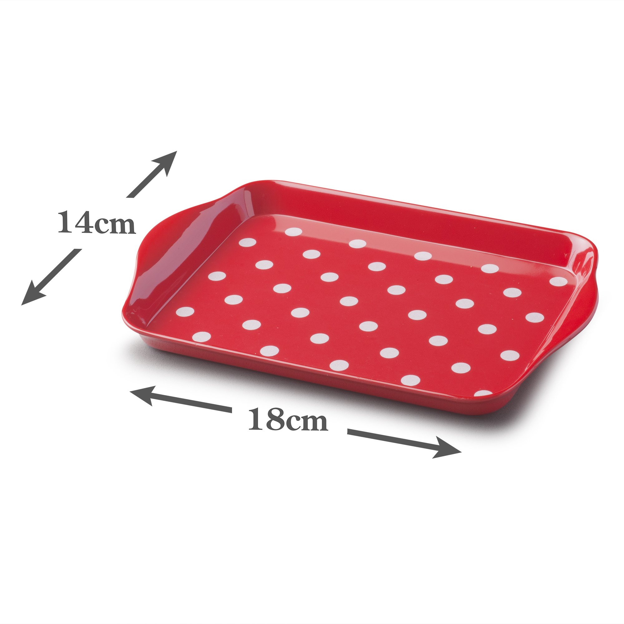 Zeal Mini Serving Tray, Dotty Design 18cm x 14cm Red