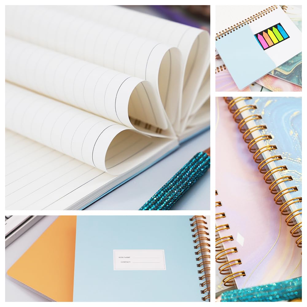 Wotion Spiral Notebooks College Ruled, A5 Premium Thick Paper, 6 Pack, 8.35 x 5.75inch, 80 Sheets per Notebook,Wide Ruled Paper for Work, Home&School,Writing Journal