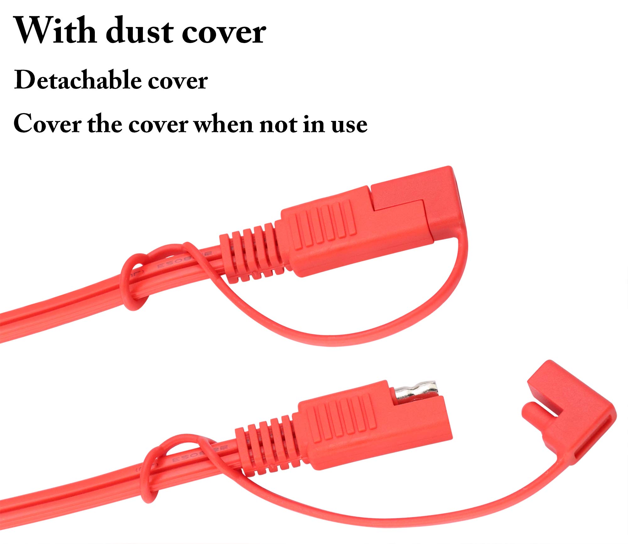 zdyCGTime SAE Extension Cord,Battery Extenstion Cable SAE to SAE Extension Cable Quick Disconnect Wire Harness SAE Power Cable with Waterproof Cap,for Automotive, Solar Panel Panel 18AWG 1m/3ft
