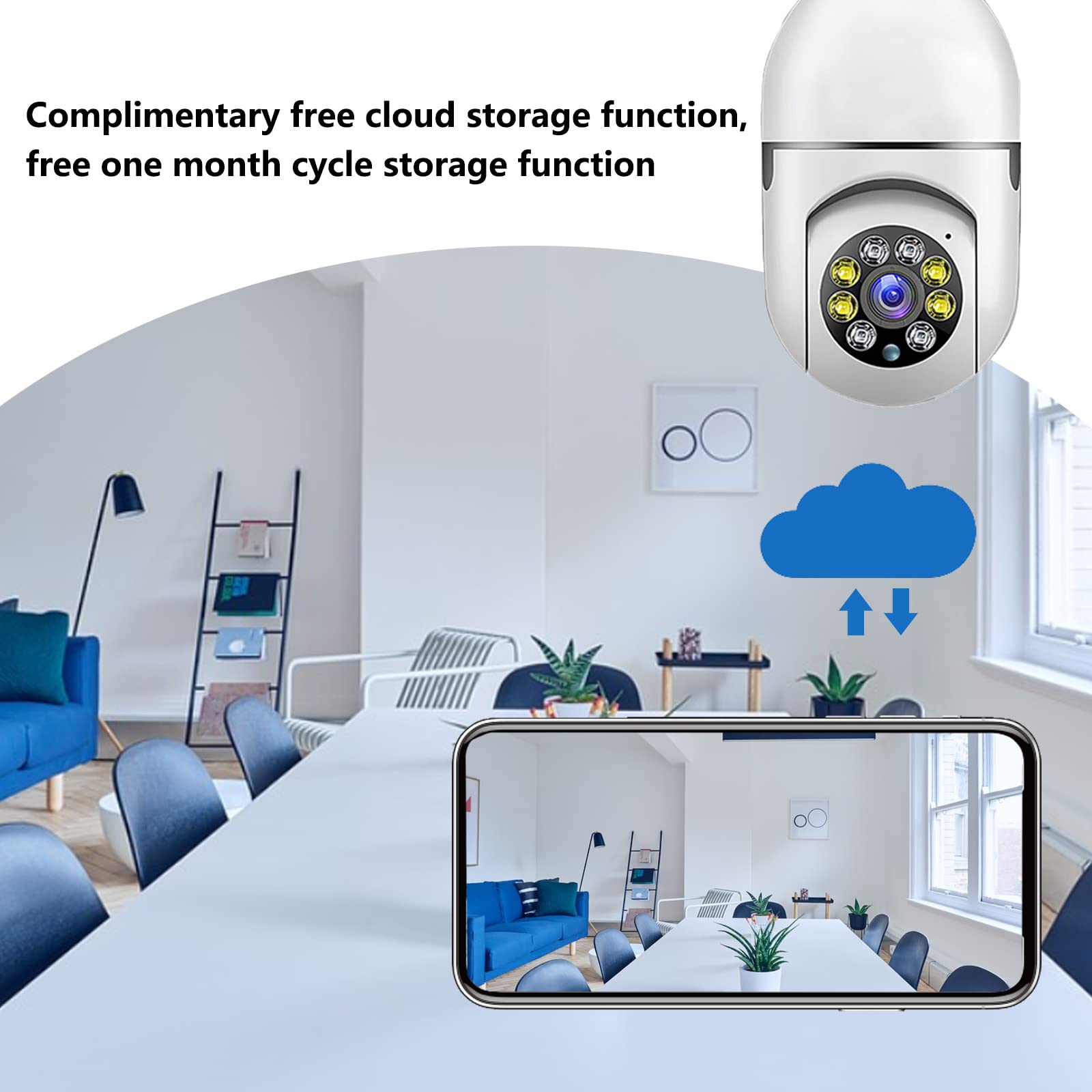 SSYING 2PCS Light Bulb Camera, 1080P 2.4G/5.0GWireless Light Bulb Camera WiFi Outdoor 360 Degree, Light Bulb Security Camera with Motion Detection, Two-Way Audio,Free Cloud Storage