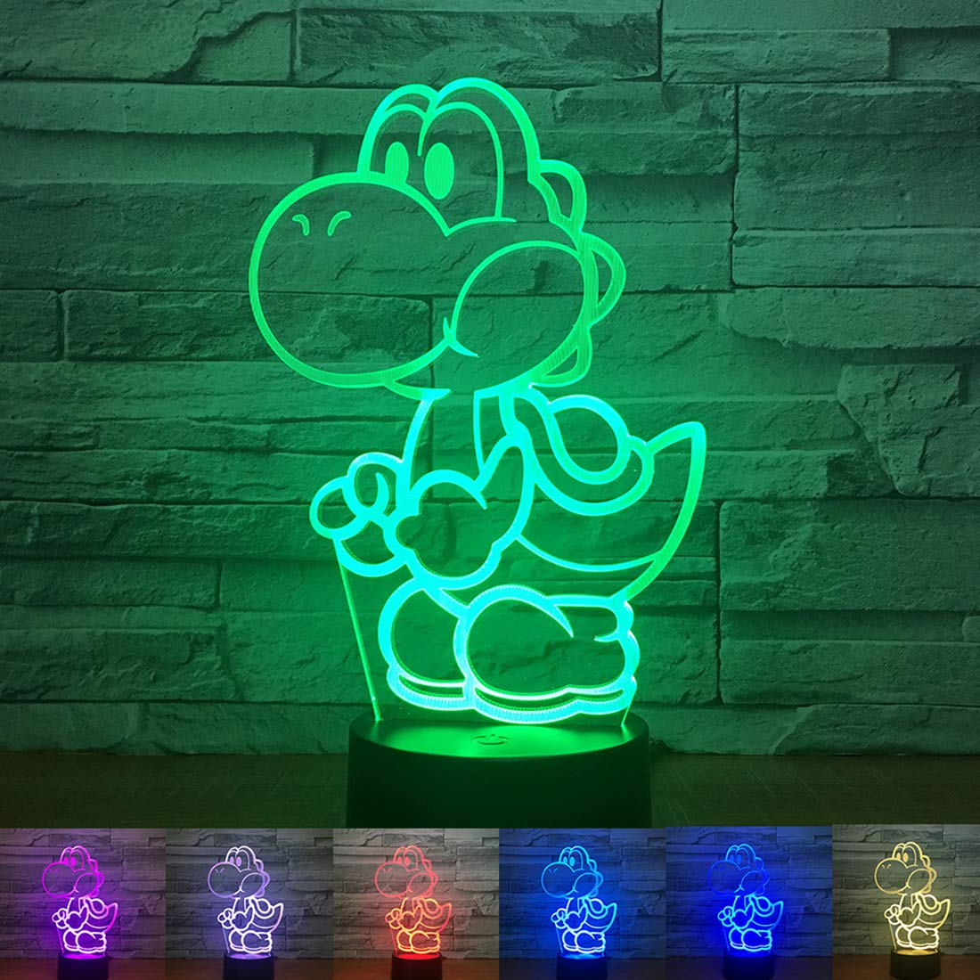 X TRIM Hnfsliuhao Yoshi Mario 3D Led USB Lamp Cartoon Game Figure Super Acrylic Novelty Christmas Lighting Gift RGB Touch Remote Controller Toys