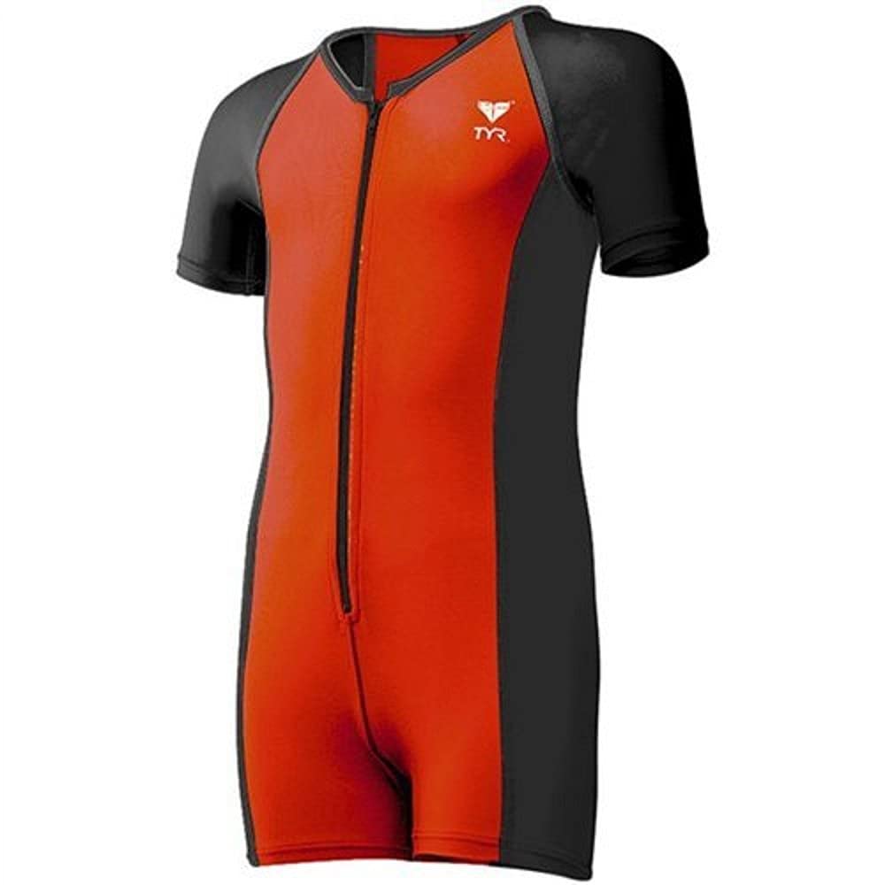 TYR KBTSN2Y826910 Boys Solid Thermal Suit Black/Burnt Org 910