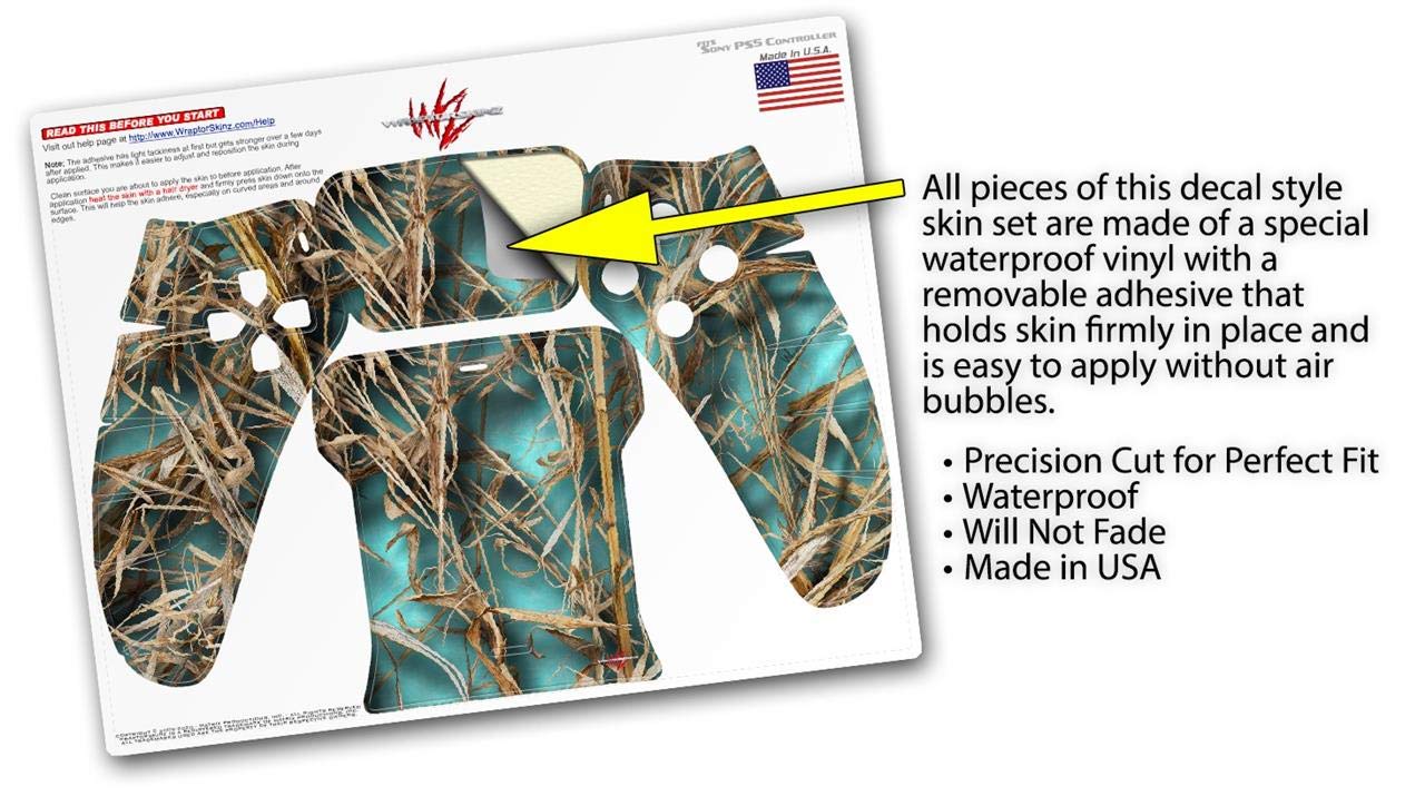 WraptorSkinz Skin Wrap compatible with Sony PS5 DualSense Controller WraptorCamo Grassy Marsh Camo Neon Teal (CONTROLLER NOT INCLUDED)