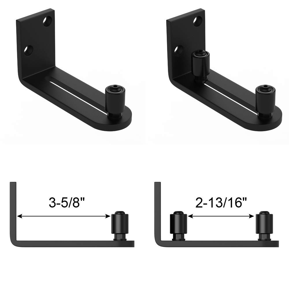 WINSOON New Sliding Barn Door Floor Guides Adjustable Stay Roller Hardware Kit,Smooth Ball Bearings,Flat Bottom Design,Flush with Floor, Wall Mount Roller Guide for Small Space,Black