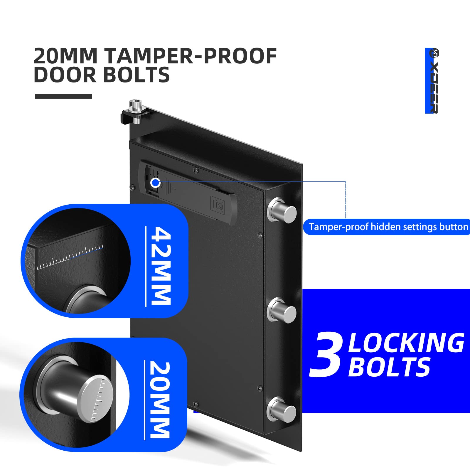 XDeer CS42 Biometric Gun Safe Lock Box - (1.69 Cubic Feet) Quick-Access Security Safe with Fingerprint Scanner, Gun Rack, and Steel Construction for Home, Office