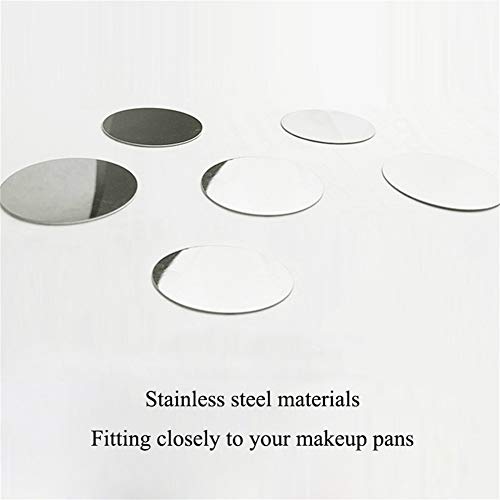 TUOKING 50pcs Round Metal Stickers for Non-Magnetic Eyeshadow Pan Use with Magnetic Makeup Palette (Diameter 2.5cm)
