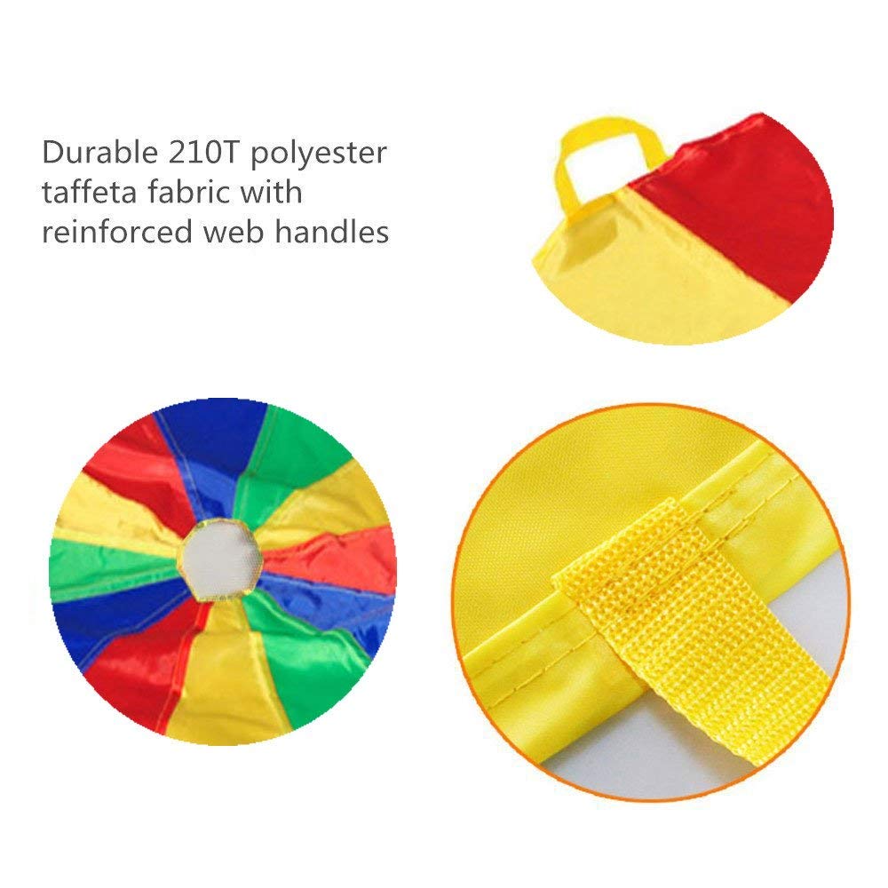 Sonyabecca Parachute 10 Feet for Kids with 12 Handles Play Parachute for 8 12 Kids Tent Cooperative Games Birthday Gift