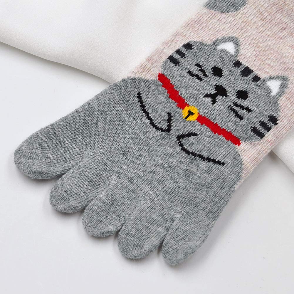 Womens Toe Socks Cotton Five Finger Socks Cute Animal Socks Colorful Funny Casual Crew Socks for Ladies