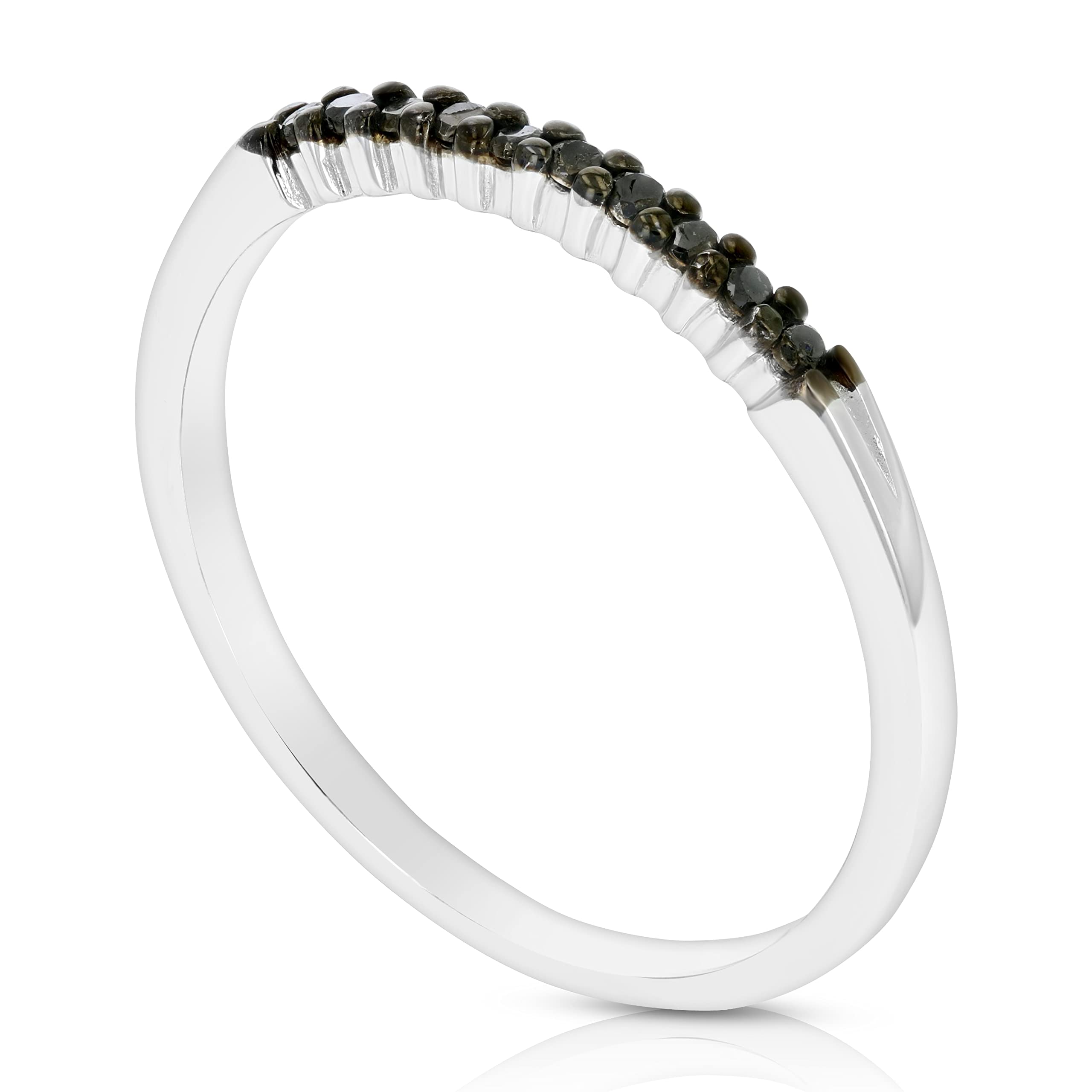 Vir Jewels 1/10 cttw Diamond Wedding Band for Women in 0.925 Sterling Silver Black Diamond Ring, 10 Stones Prong Set, Size 5