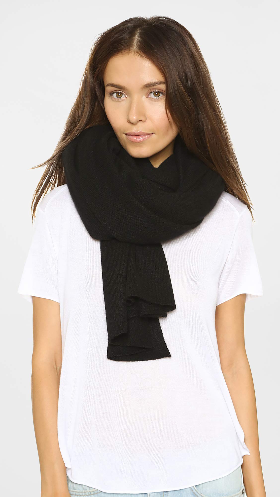 White + Warren Women's Cashmere Travel Wrap, Charcoal Heather, One Size