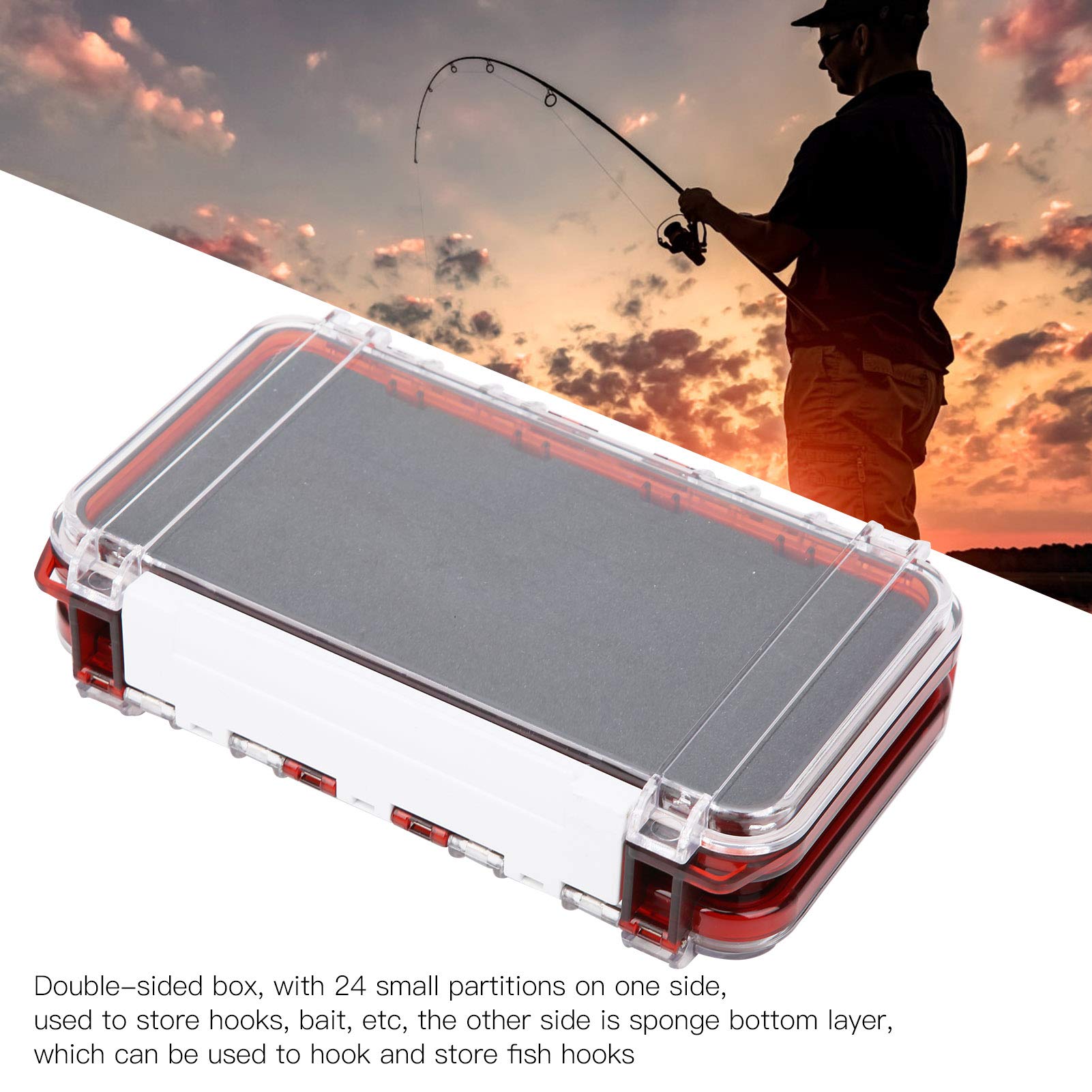 WNSC Lure Organizer, Fishing Accessories Bait Case, for Camping Traveling Outdoor(Transparent red)
