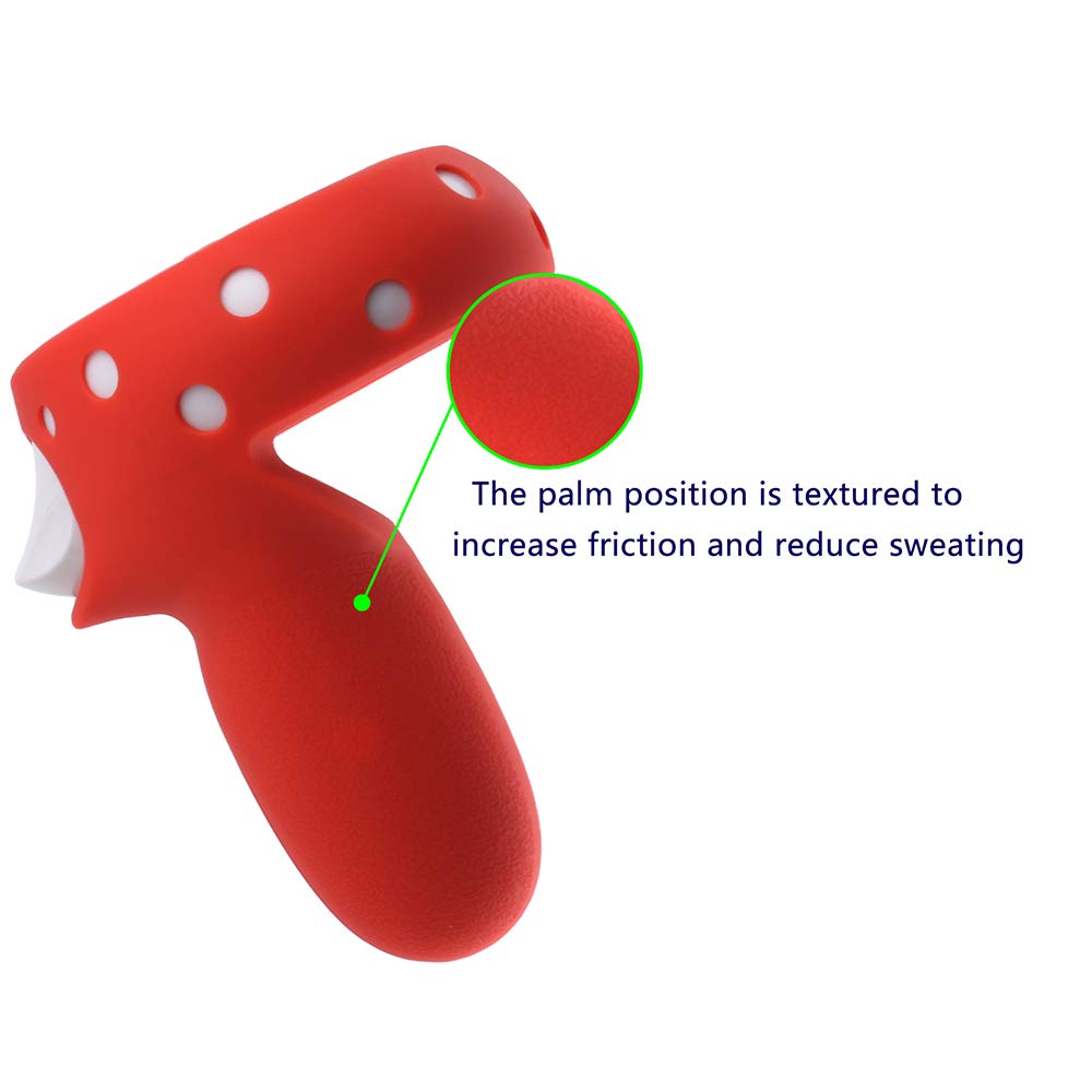 Professional Grip Cover for Oculus Quest 2 Touch Controller Grip Accessories, Anti-Collision Silicone Handle Protective Sleeve - 1 Pair (Red)