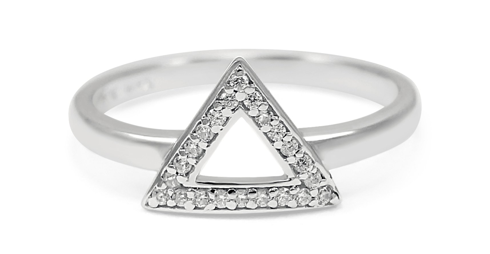 The Collegiate Standard Delta- Geometric inspired Triangle Sterling Silver Ring with CZs (5)