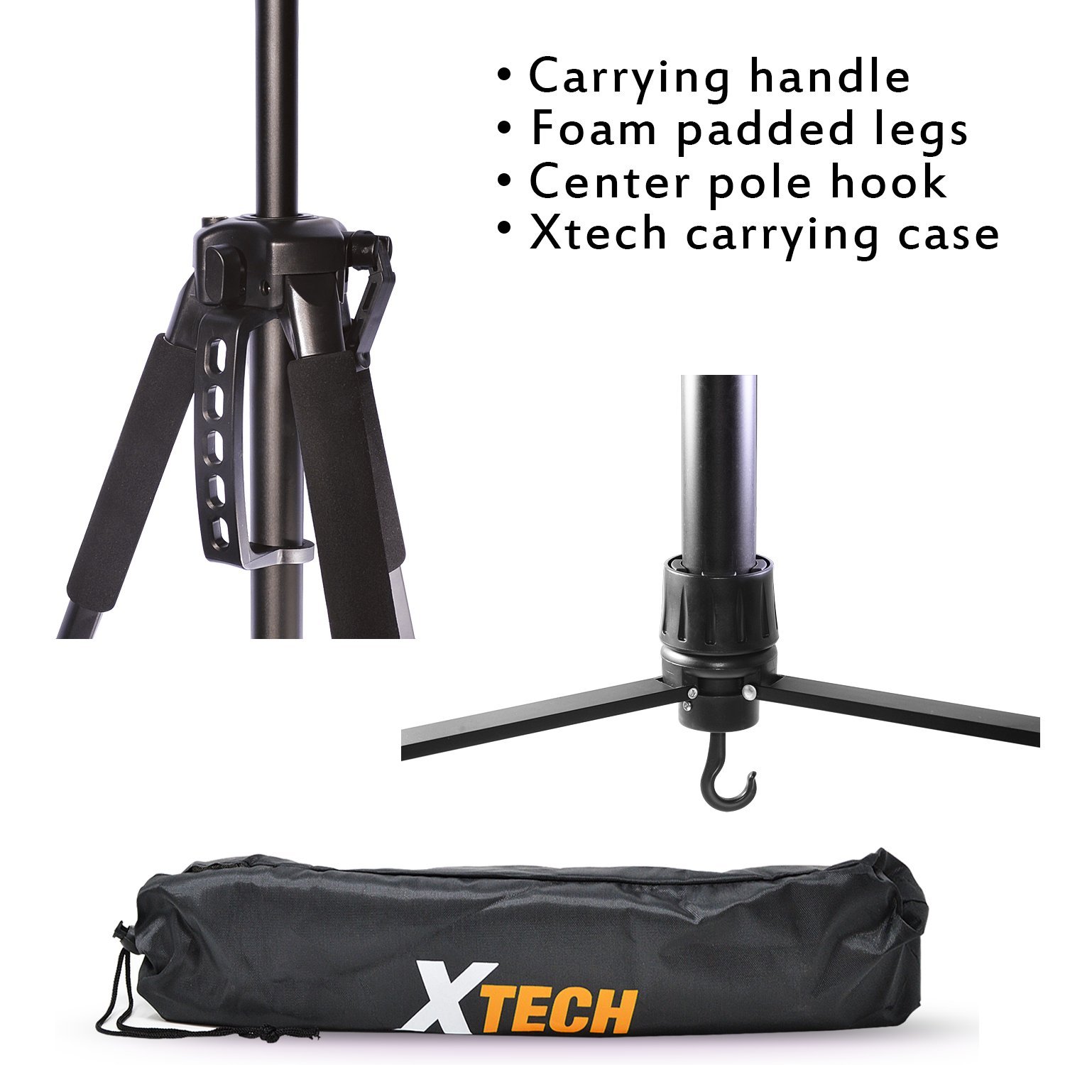 Xtech Pro Series 72� inch Tripod with Carrying Case, 3 Way Pan-Head for Canon, Nikon, Olympus, Sony, Fuji, Samsung, Panasonic, Pentax and Other Similar Digital Cameras and Camcorders
